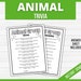 Animal Trivia Printable Game for Seniors, Adults and Kids, Classroom ...