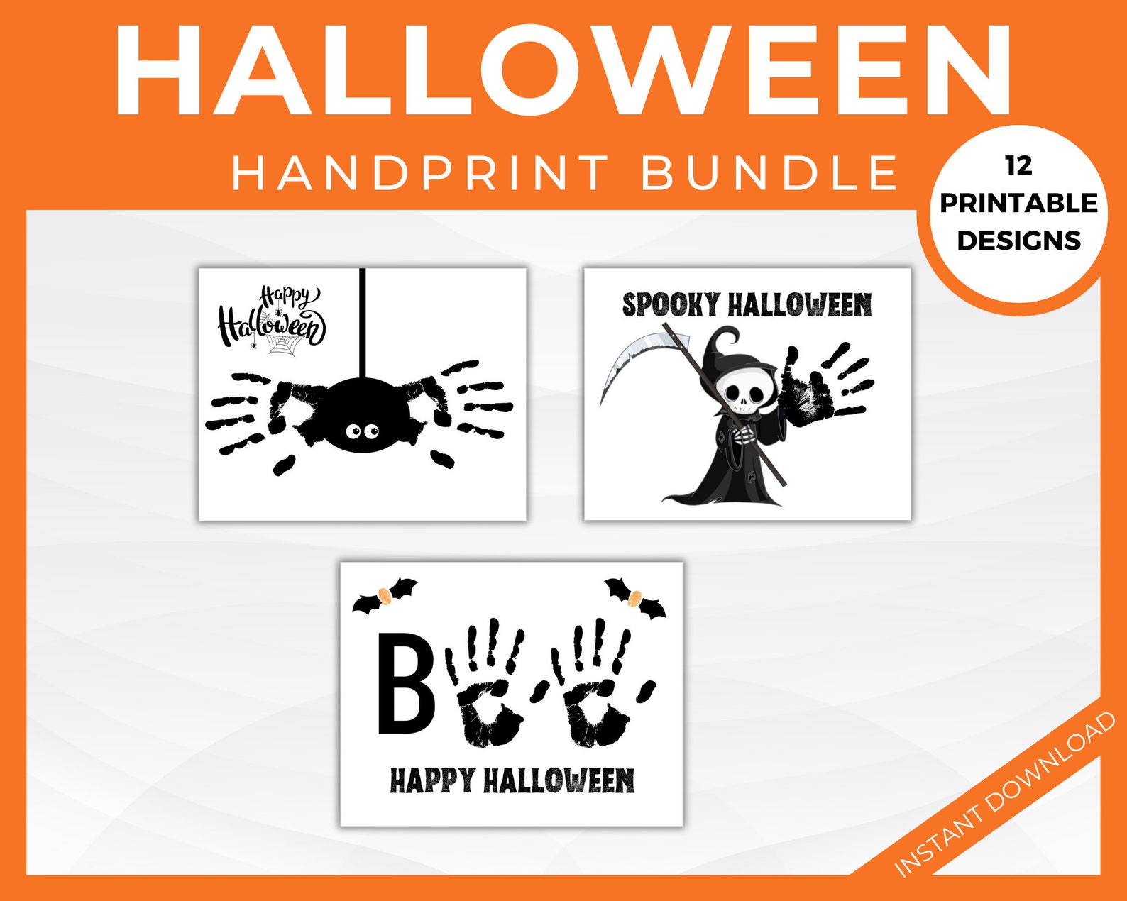 12 Halloween Handprint and Footprint Craft, Printable DIY Halloween Art ...