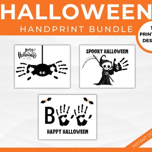 12 Halloween Handprint and Footprint Craft, Printable DIY Halloween Art ...