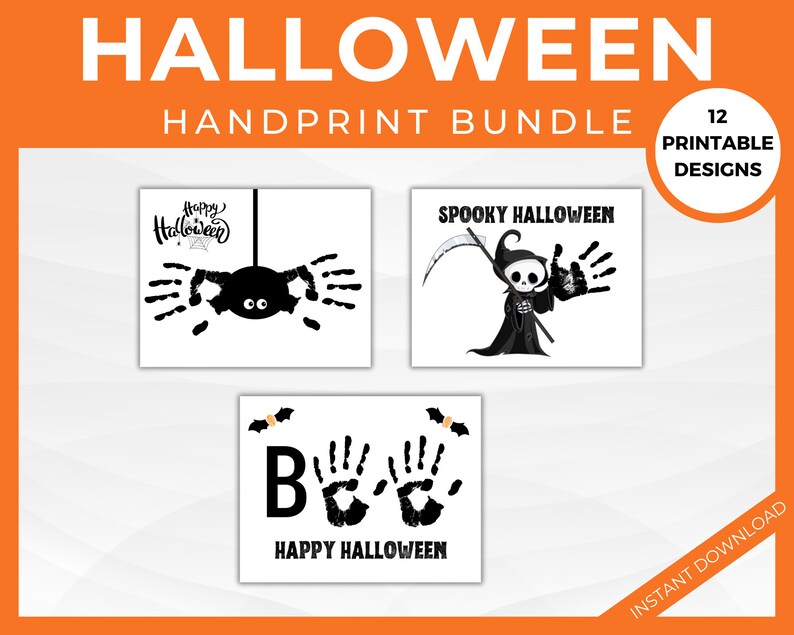 12 Halloween Handprint and Footprint Craft, Printable DIY Halloween Art ...