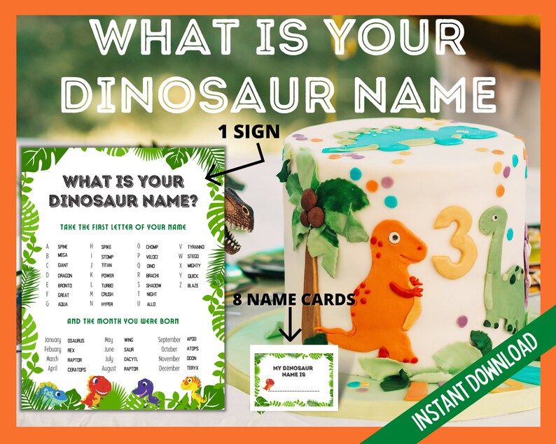 What is Your Dinosaur Name Dinosaur Birthday Party Game - Etsy