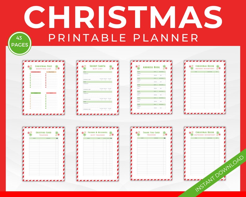 Christmas Planner Printable, Holiday Planner, Christmas Budget, Gift ...