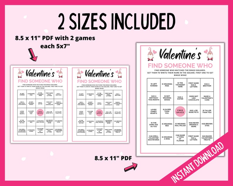 Valentines Find Someone Who Game, Valentines Day Game, Valentines ...