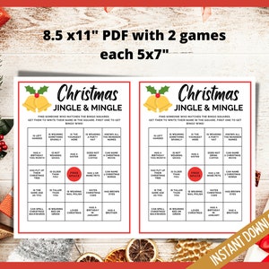 Holiday Party Icebreaker Bingo, Mix and Mingle Bingo, Xmas Find Someone ...