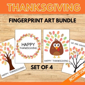 Thanksgiving Fingerprint Art, Preschool Fall Craft, Printable ...