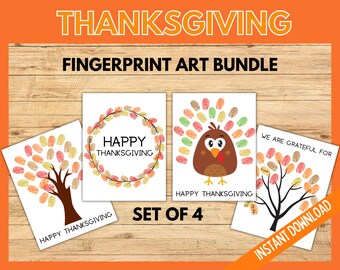Thanksgiving Fingerprint Art, Preschool Fall Craft, Printable ...