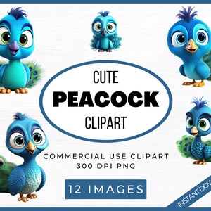 Cute Peacock Clipart, Transparent Background PNG Files, Colorful Bird ...