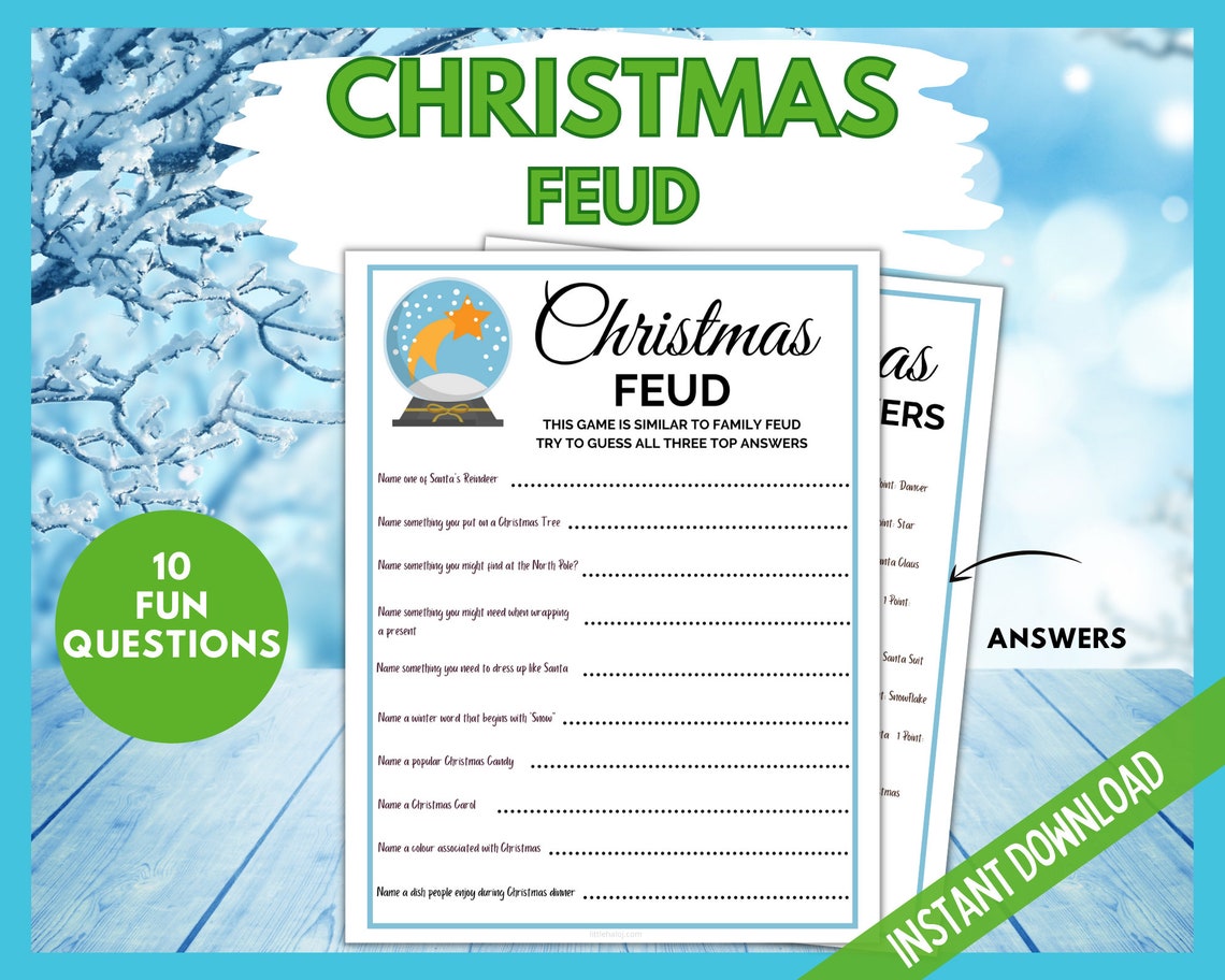 Christmas Feud Game Christmas Party Family Quiz Christmas - Etsy