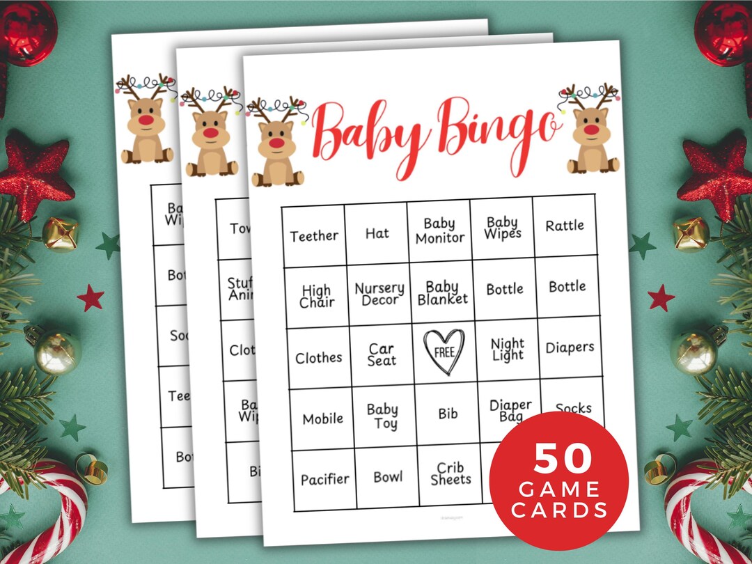 Christmas Baby Bingo, Festive Baby Shower Game, 50 Printable Neutral ...