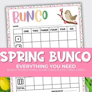 Spring Bunco Printable Party Pack and Scorecards, Bunco Game Rules ...