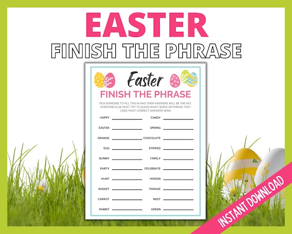 Easter Finish the Phrase Easter Party Game Fun Easter Bunny | Etsy
