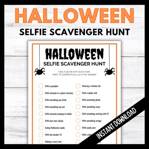 Halloween Selfie Photo Scavenger Hunt, Printable Halloween Game, Teen ...