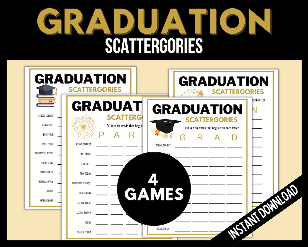 Graduation Scattergories Game, Printable Graduation Game, College or ...