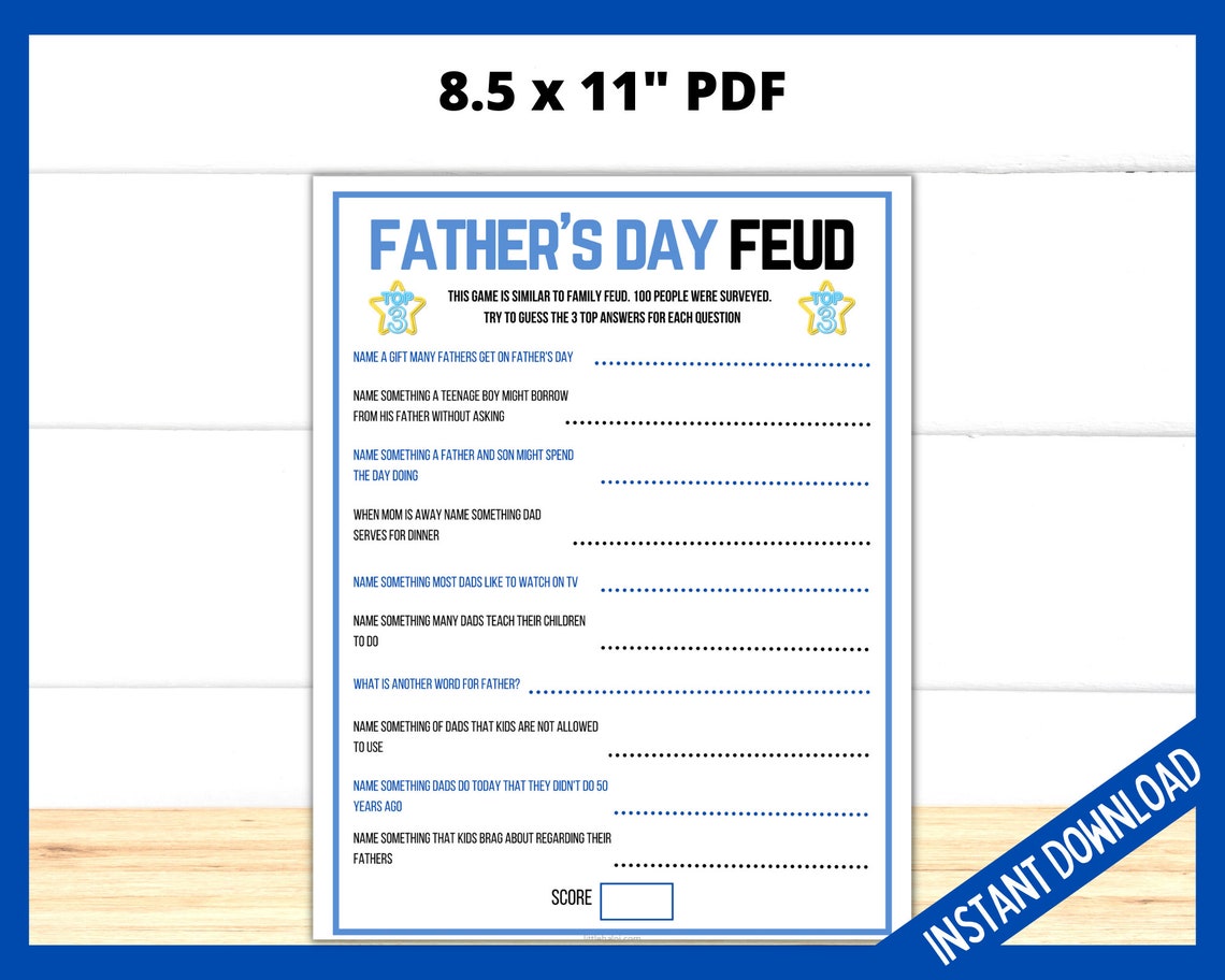 Father's Day Feud Game, Fun Dad Games, Father's Day Game for Kids ...