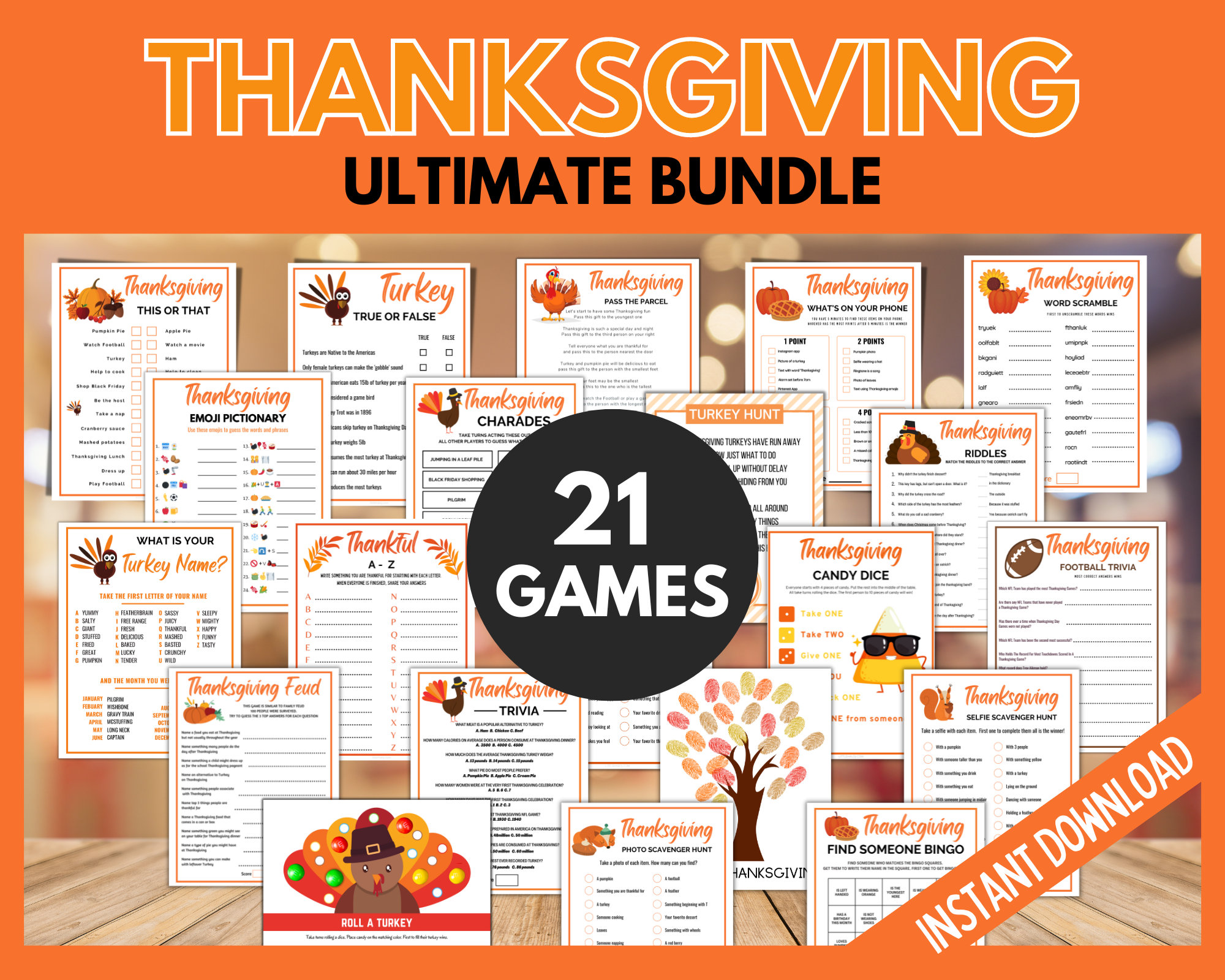 Ultimate Thanksgiving Games Bundle, Thanksgiving Printable Games ...