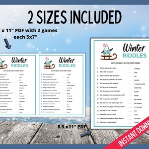 Winter Riddles, Fun Cold Weather Game, Holiday Party Game, Wintertime ...