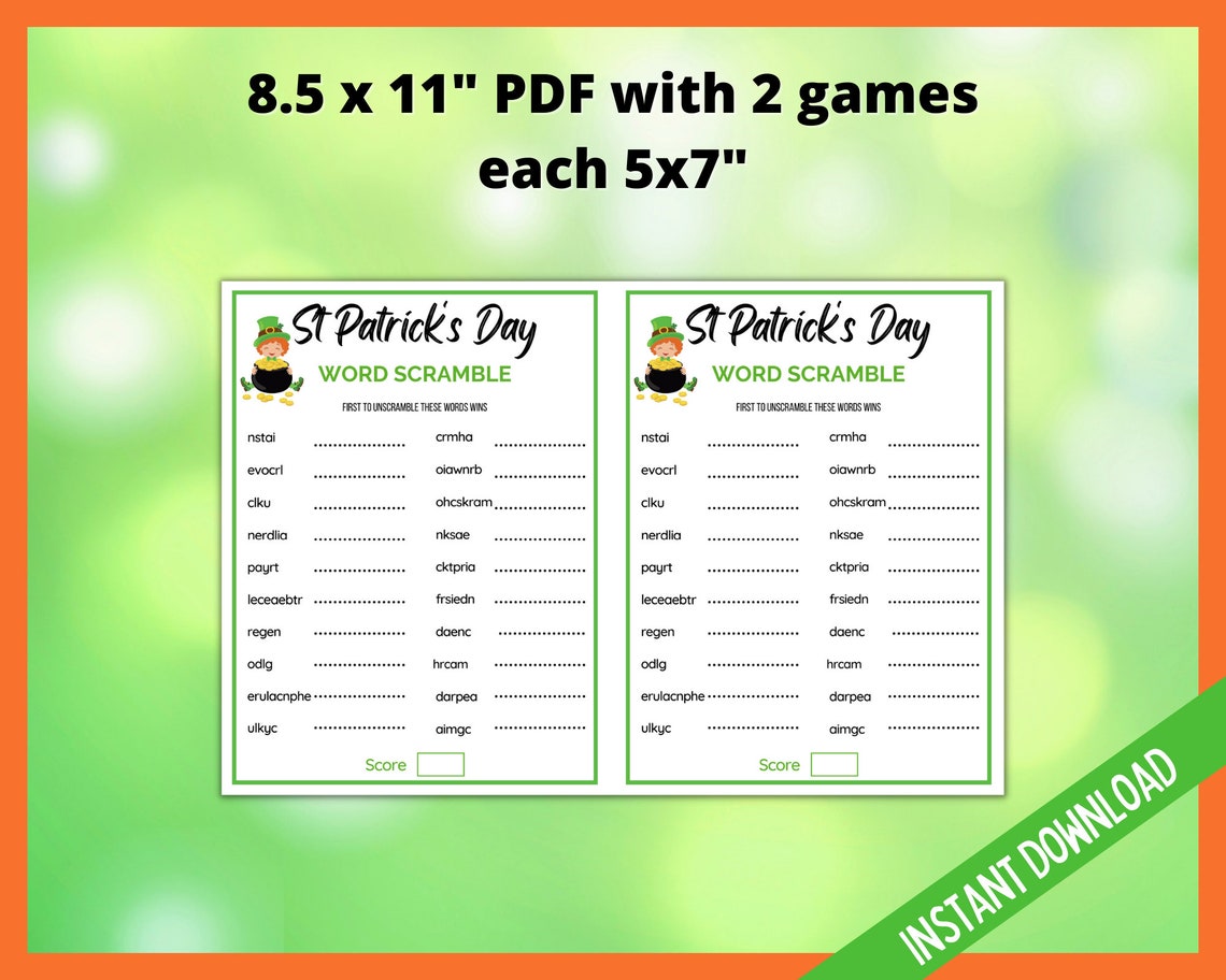 St Patricks Day Word Scramble, St Paddy's Day Word Unscramble Game, St ...