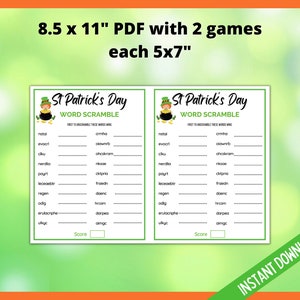 St Patricks Day Word Scramble, St Paddy's Day Word Unscramble Game, St ...