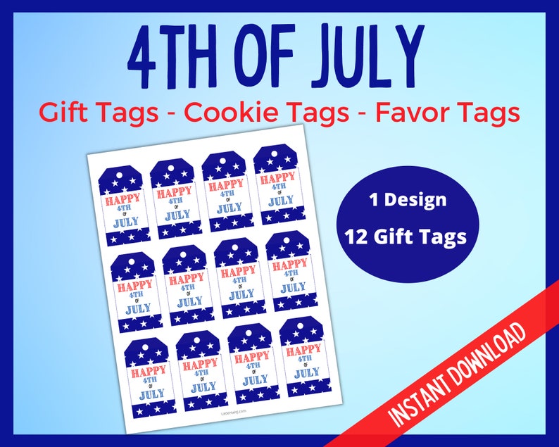 4th of July Printable Gift Tag Fourth of July Gift Tags 4th | Etsy