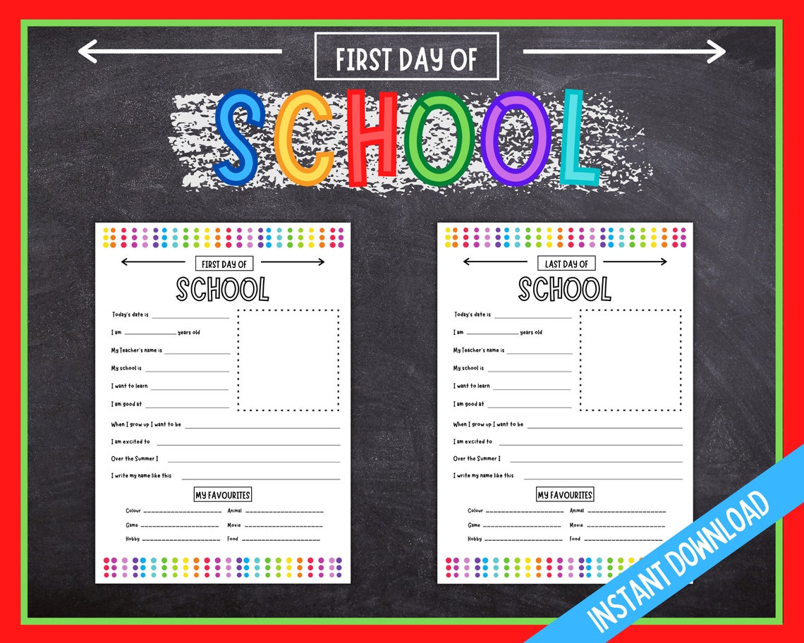 First Day School Interview Last Day of School Printables - Etsy