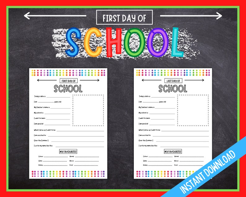 First Day School Interview Last Day of School Printables - Etsy