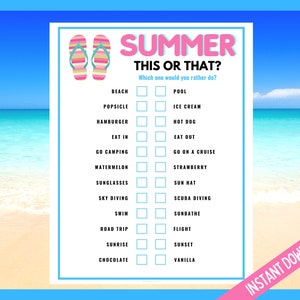 Summer Printable Games Bundle Summertime Activity Summer - Etsy