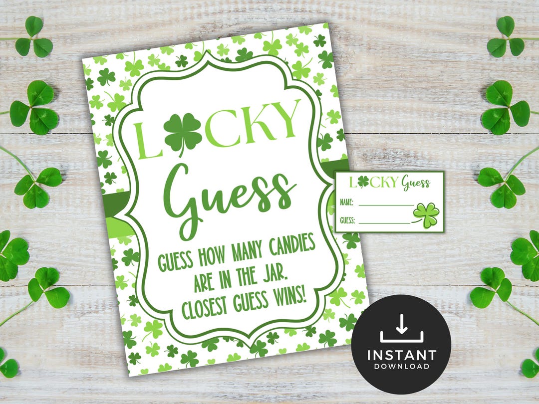 Lucky Guess St Patrick’s Day Guessing Game, Shamrock Jar Party Game ...