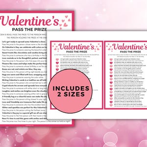 Valentines Pass the Prize Game, Printable Pass the Parcel, Valentines ...