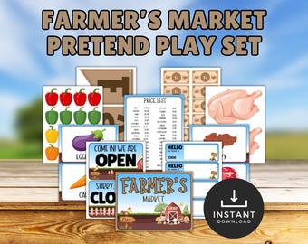Farmers Market Shop Pretend Play Set, Printable Kids Dramatic Role Play ...