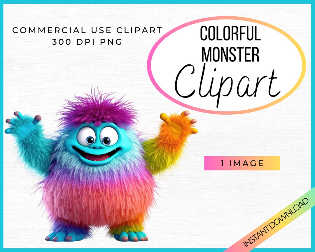 Colorful Monster Clipart, Transparent Background PNG Files, Bright ...