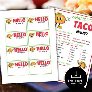 What's Your Taco Name, Taco Party Game, Cinco De Mayo Printable Game ...