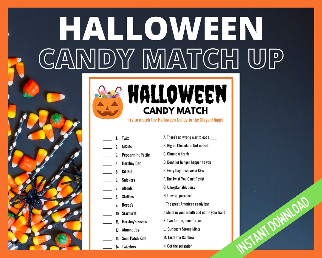 Halloween Candy Match up Game, Halloween Printable Activity for Teens ...