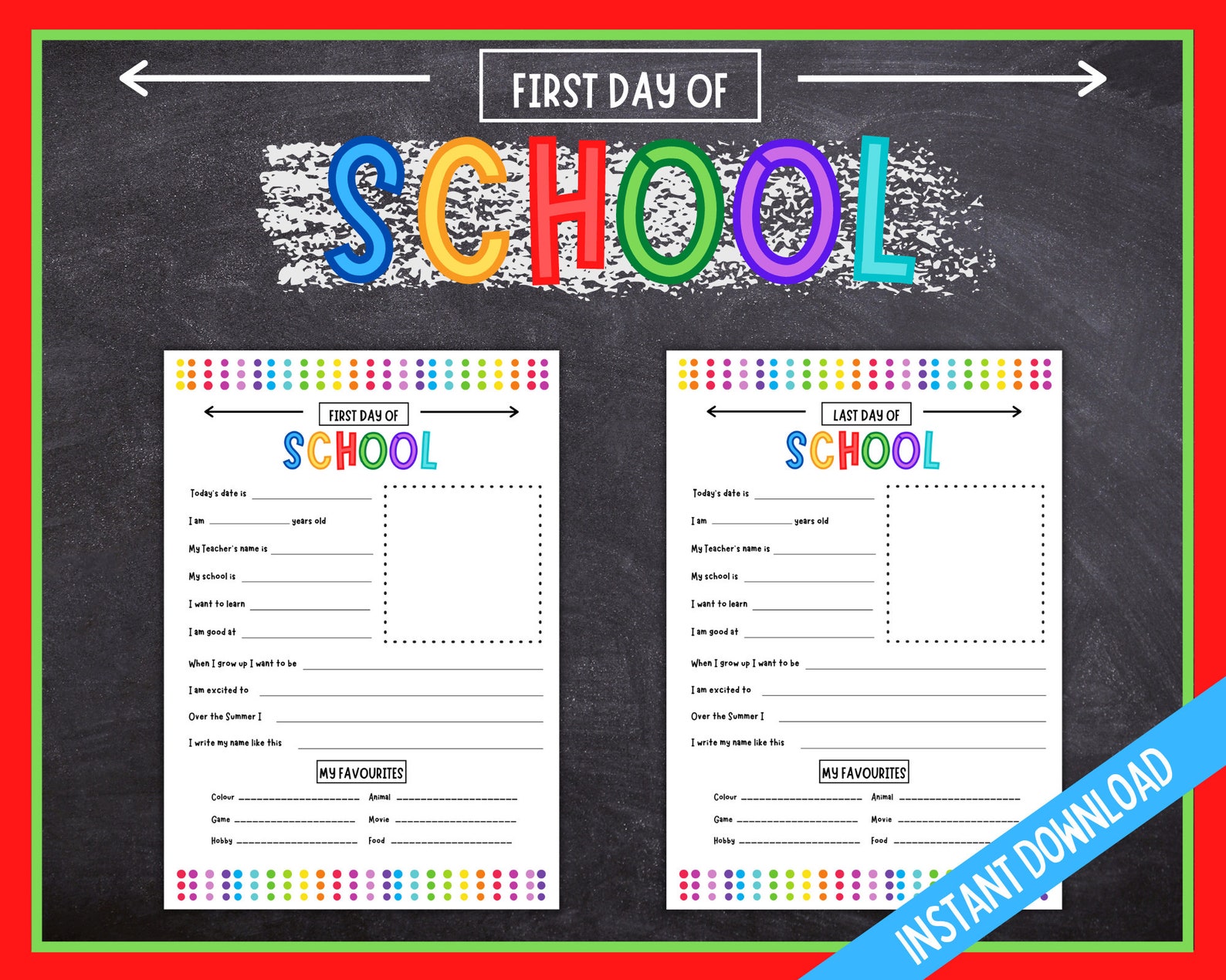 First Day School Interview Last Day of School Printables - Etsy