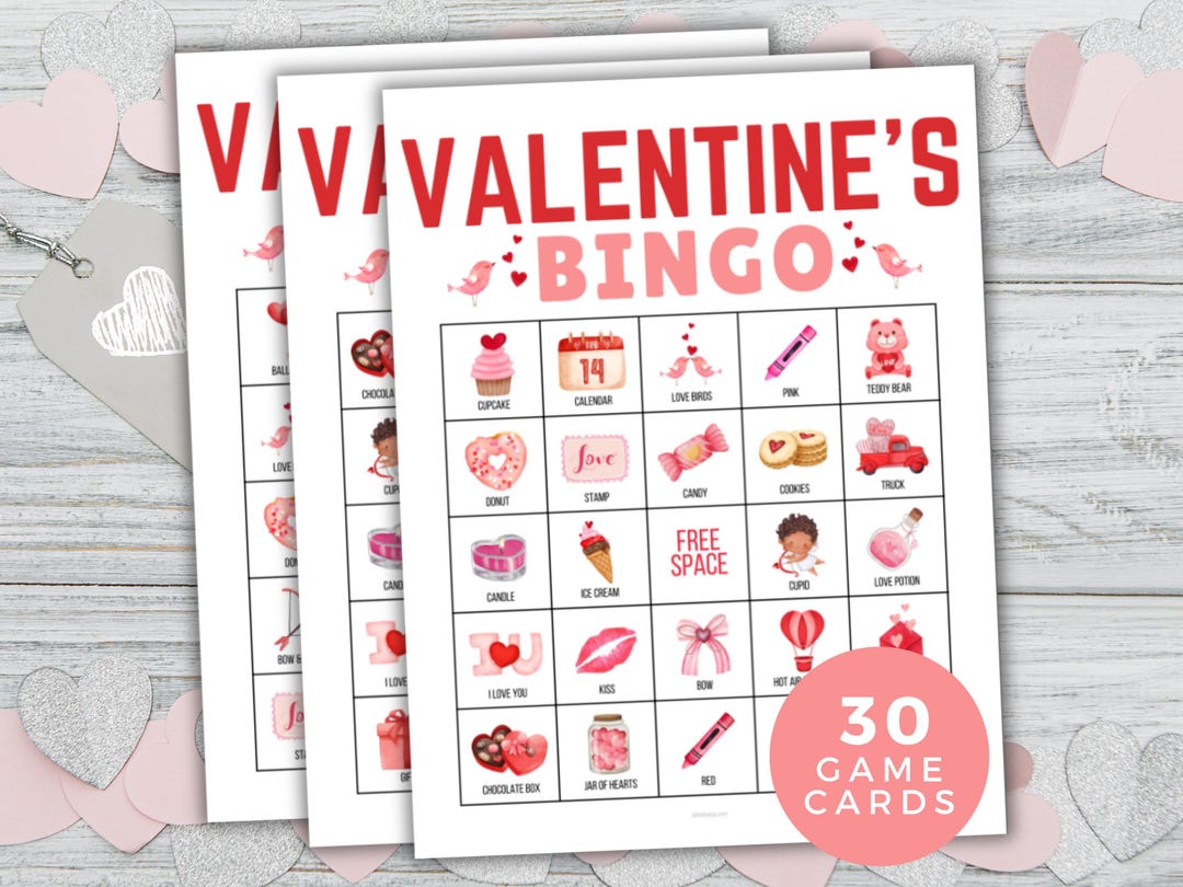 Valentines Bingo, Valentine's Day Party Activity, 30 Printable ...