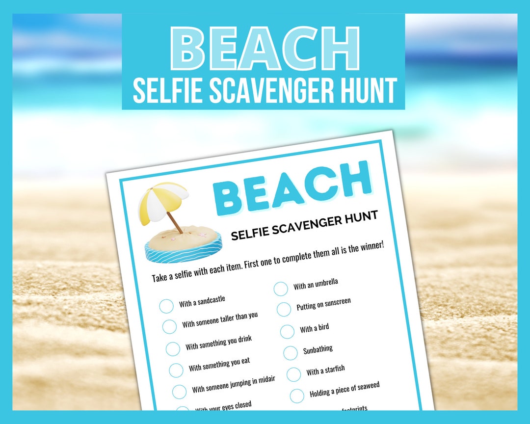 Beach Selfie Photo Scavenger Hunt, Teen Selfie Scavenger Hunt, Photo ...