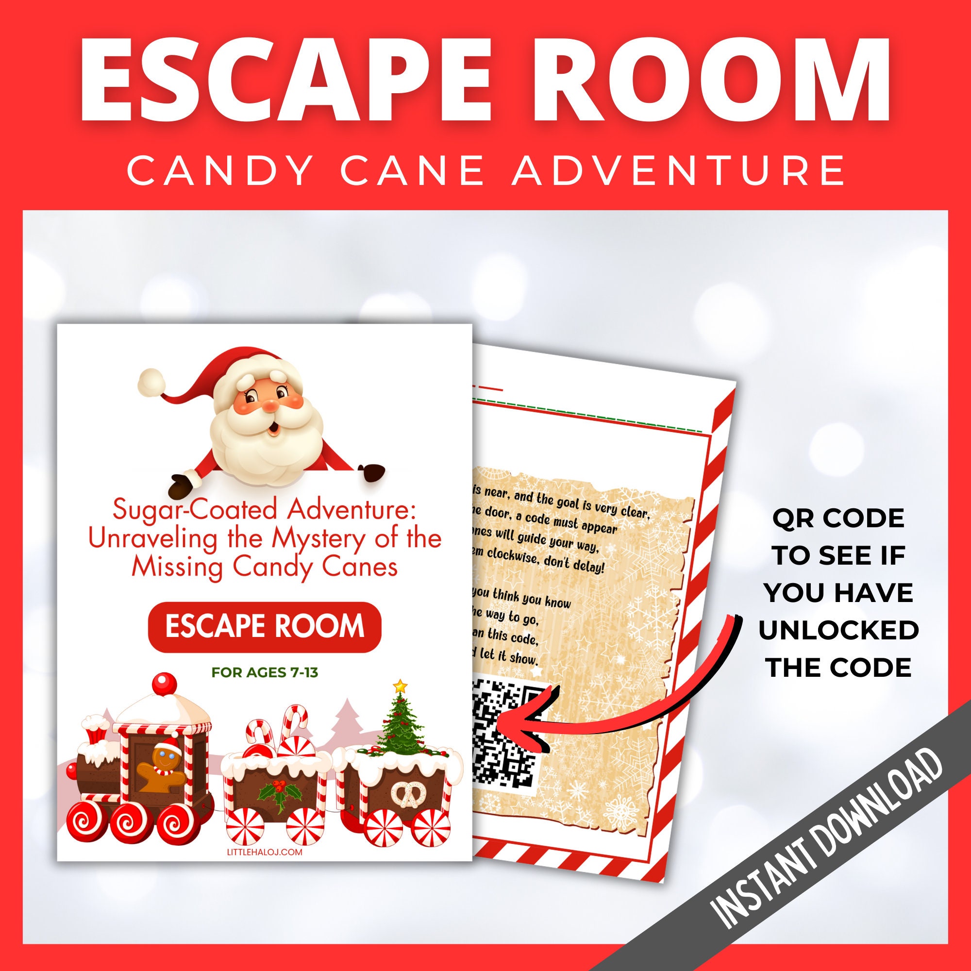 Christmas Candy Cane Escape Room, DIY Escape Room Kit, Christmas Game ...