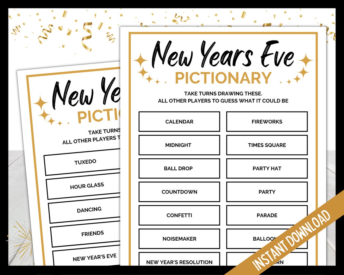New Year's Eve Pictionary NYE Pictionary Game New Years | Etsy