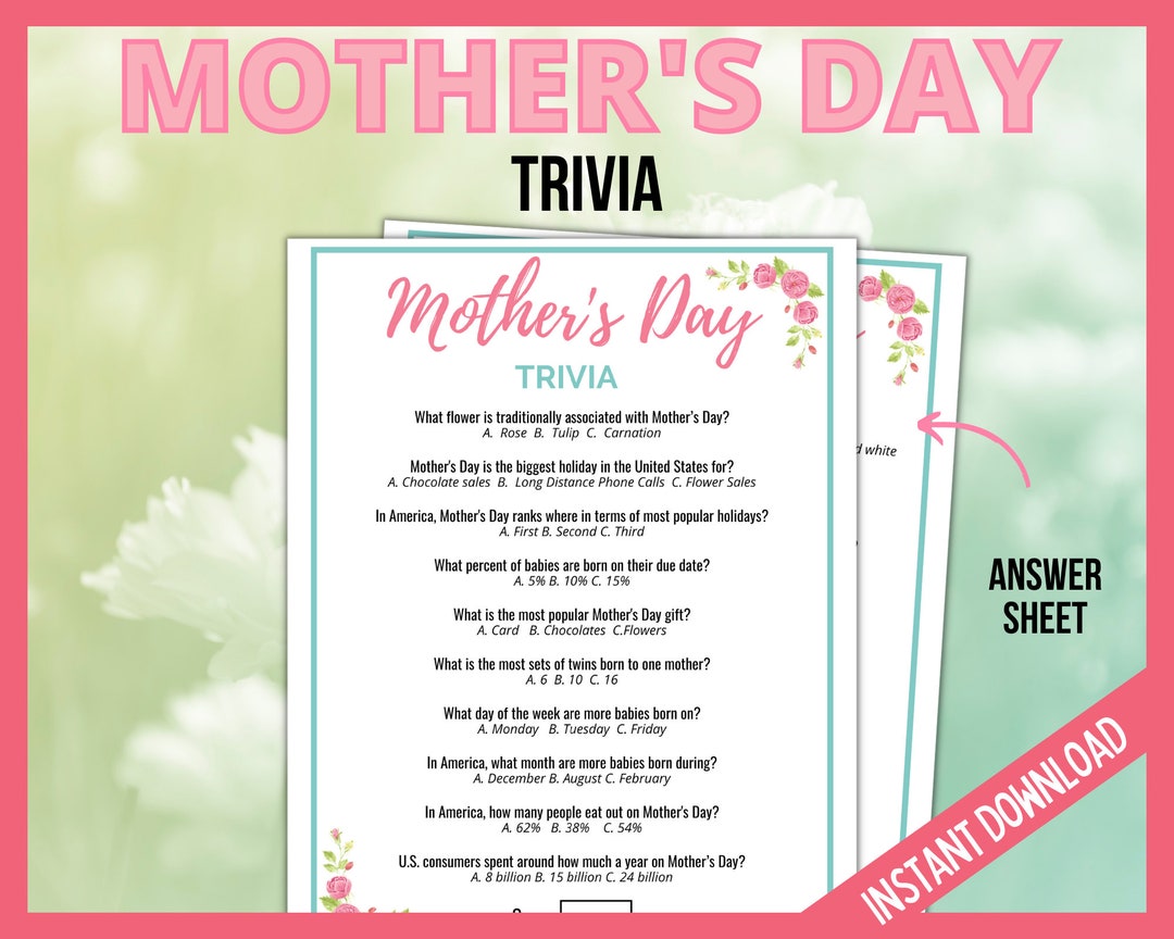 Mother's Day Trivia, Printable Mothers Day Games for Kids and Adults ...