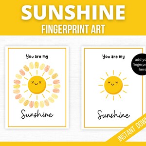 You Are My Sunshine Handprint Craft, Fingerprint Craft, DIY Card ...