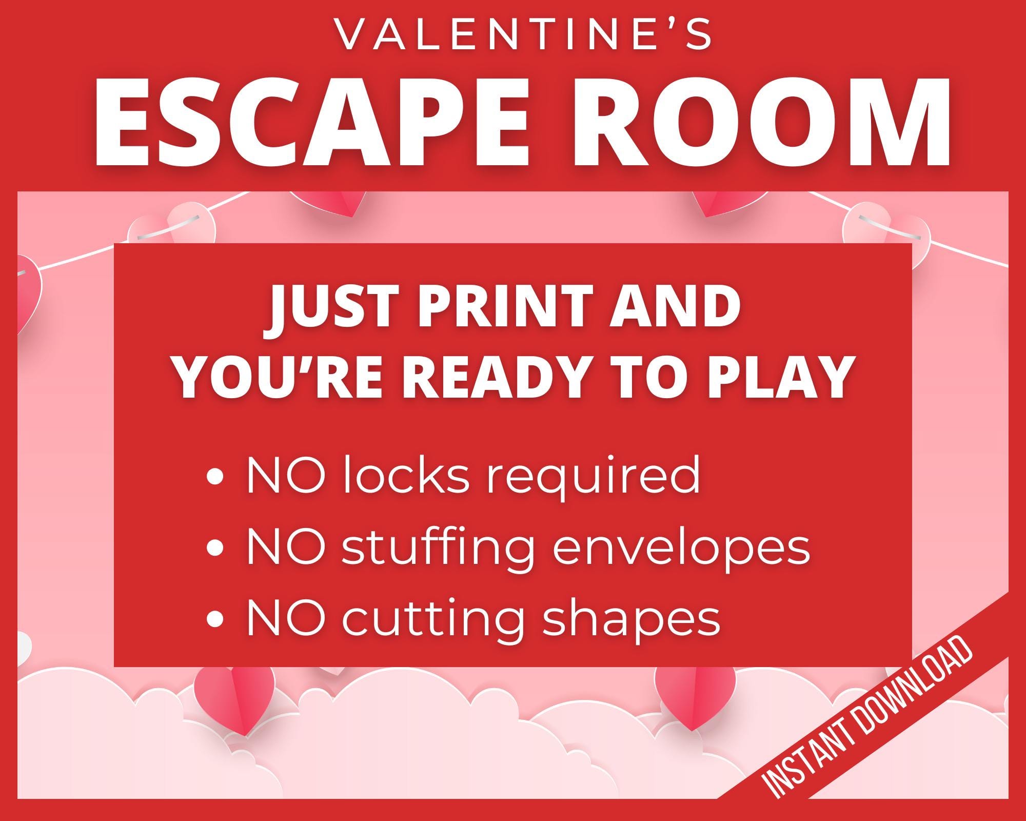 Valentines Day Escape Room, Printable Treasure Hunt, Kids Valentines ...