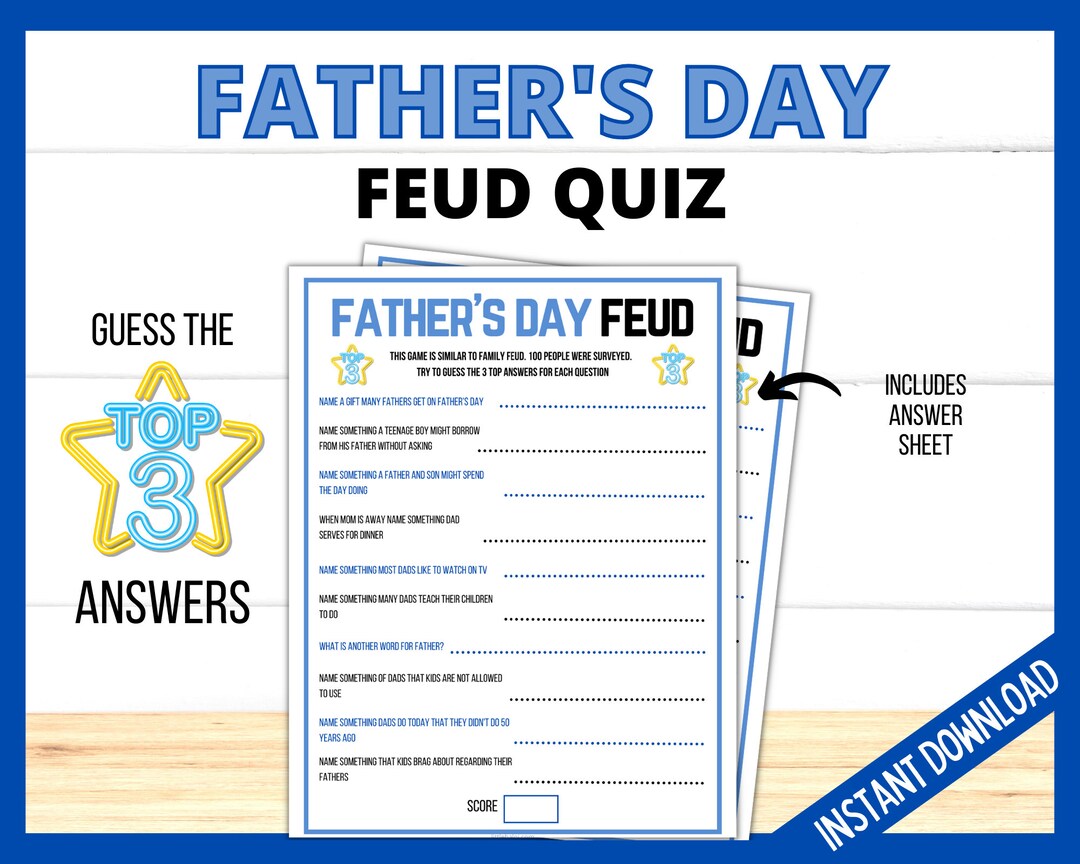 Father's Day Feud Game, Fun Dad Games, Father's Day Game for Kids ...