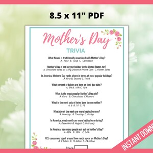 Mother's Day Trivia, Printable Mothers Day Games for Kids and Adults ...