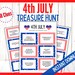 4th of July Treasure Hunt Clue Cards, Fourth of July Scavenger Hunt for ...