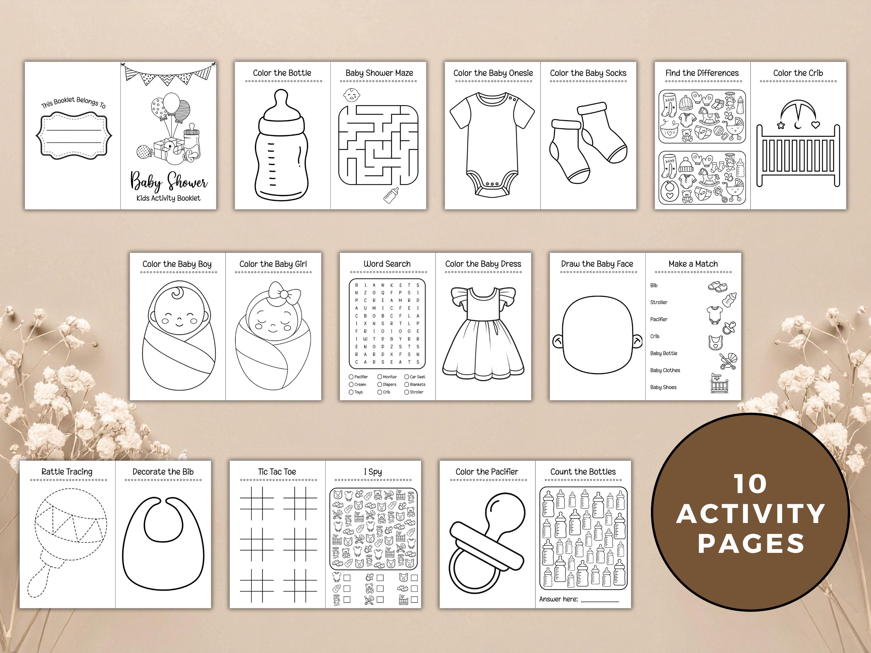 Baby Shower Kids Activity Printable Booklet, Baby Shower Activity ...
