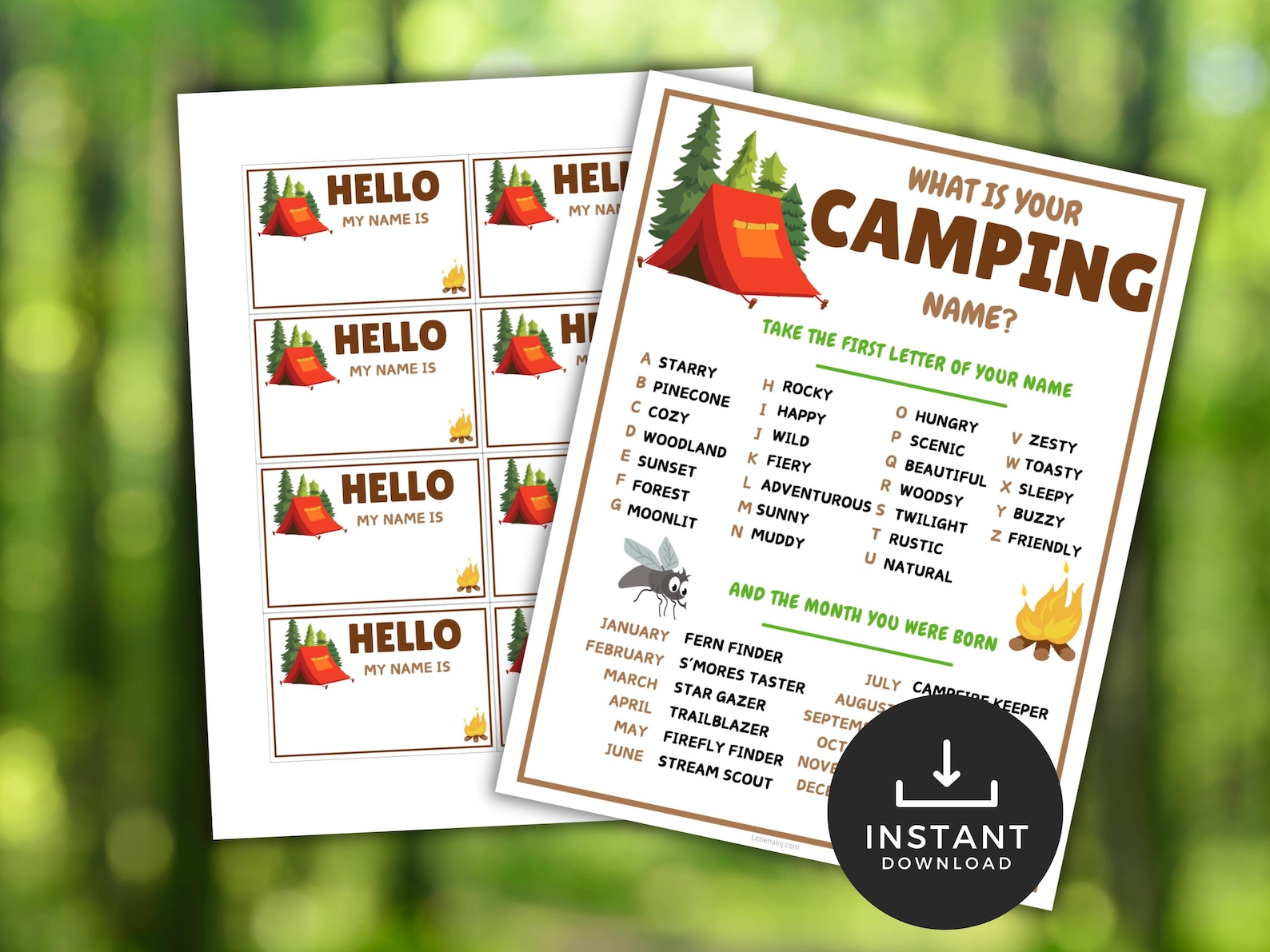 Camping Name Game Printable, What is Your Camping Name, Camping Name ...