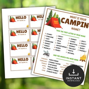Camping Name Game Printable, What is Your Camping Name, Camping Name ...
