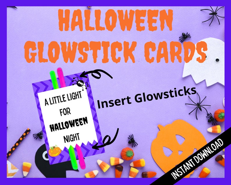 Halloween Glowstick Cards A Little Light to Glow Your Night - Etsy