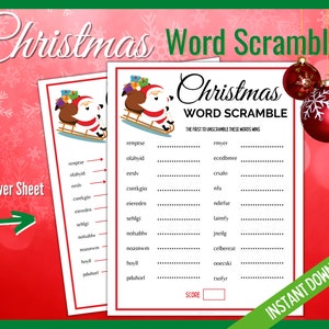 Christmas Word Scramble, Holiday Party Game, Xmas Party Word Scramble ...