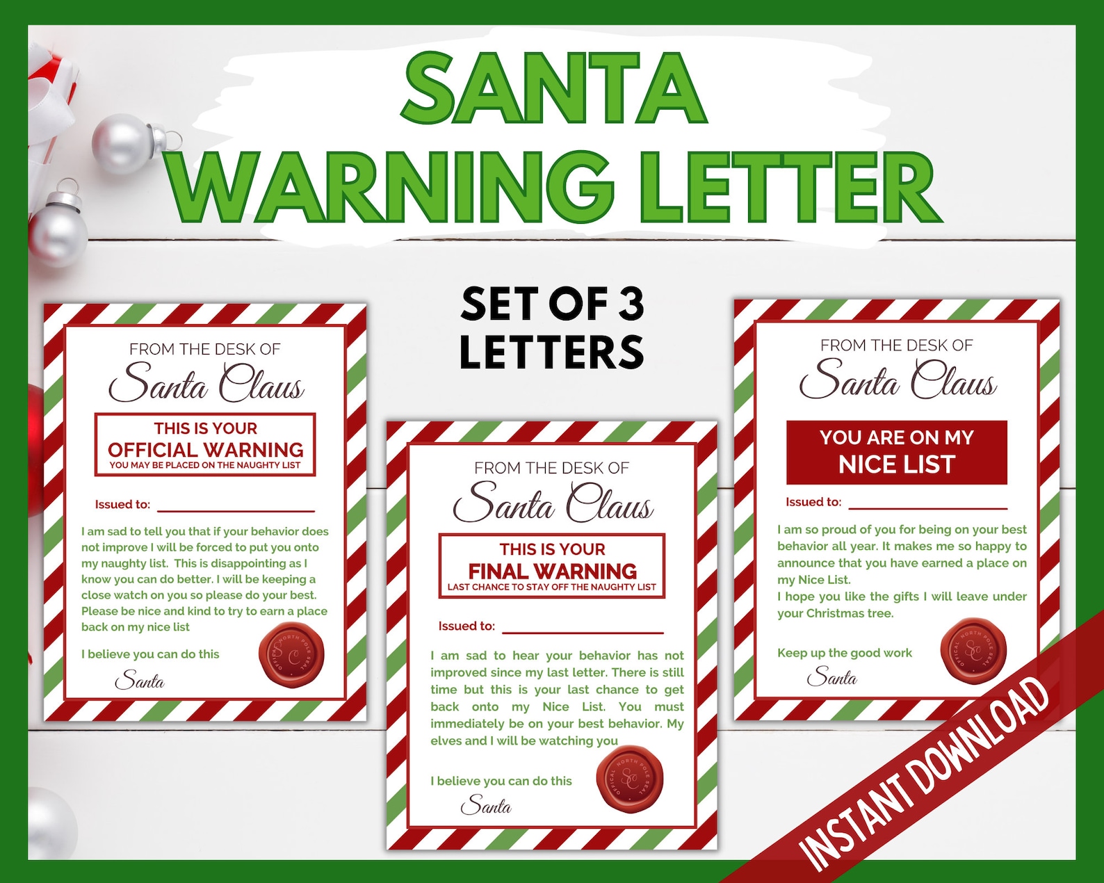 Santa Warning Letter Bad Behavior Letter Naughty List - Etsy