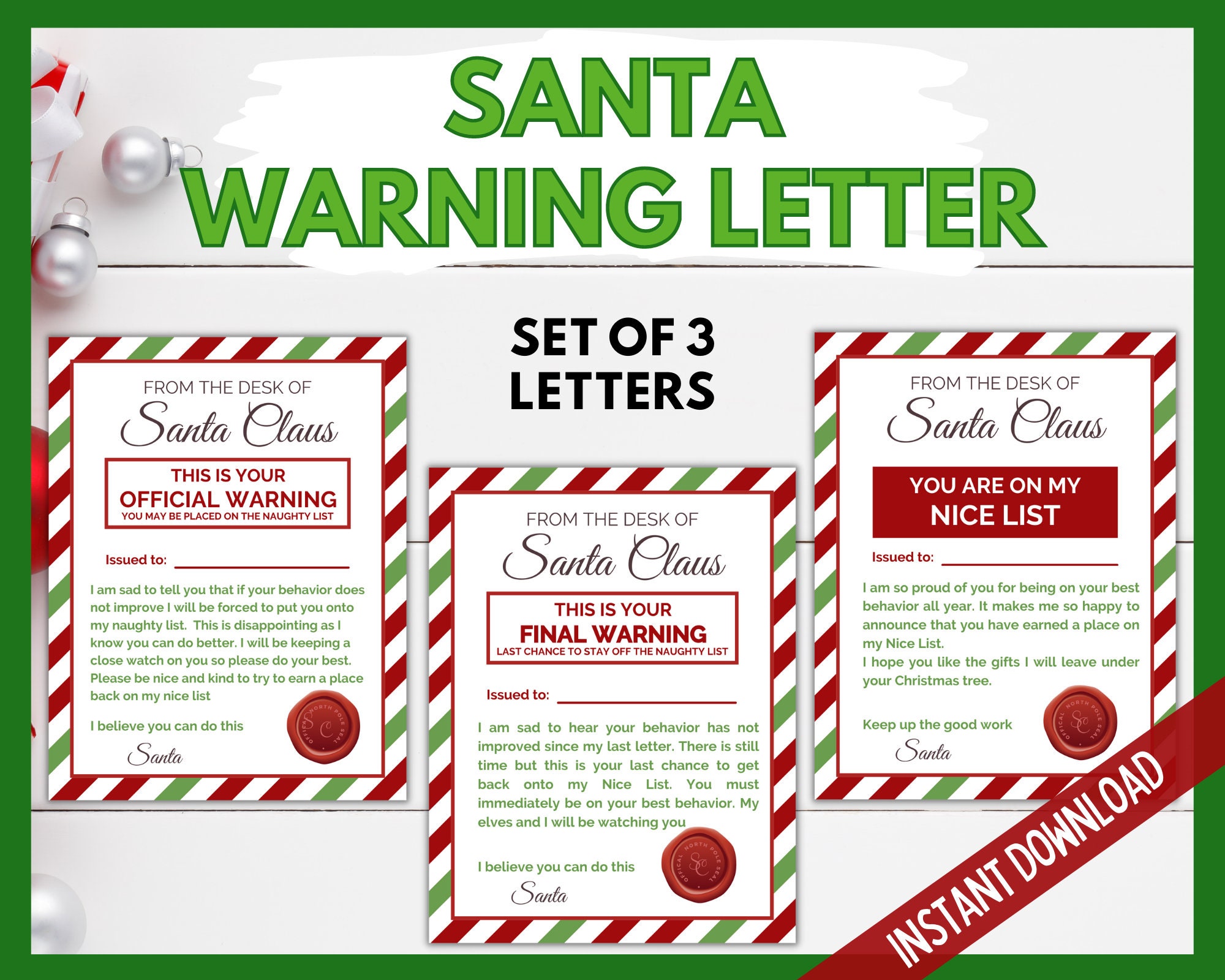 Santa Warning Letter Bad Behavior Letter Naughty List - Etsy